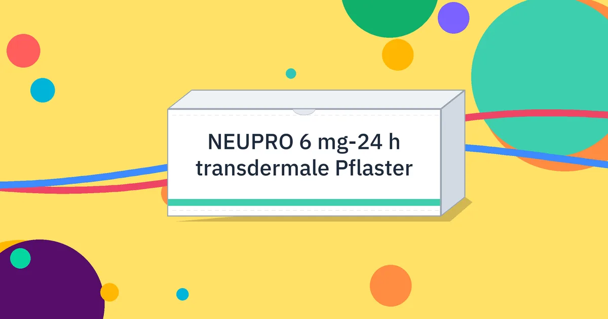 Symbolbild: Packung mit der Aufschrift NEUPRO 6 mg-24 h transdermale Pflaster (PZN 11174625) – Verfügbarkeit und Bezug in Apotheken in Frankfurt am Main