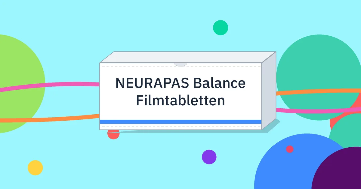 Symbolbild: Packung mit der Aufschrift NEURAPAS Balance Filmtabletten (PZN 01498137) – Verfügbarkeit und Bezug in Apotheken in Frankfurt am Main