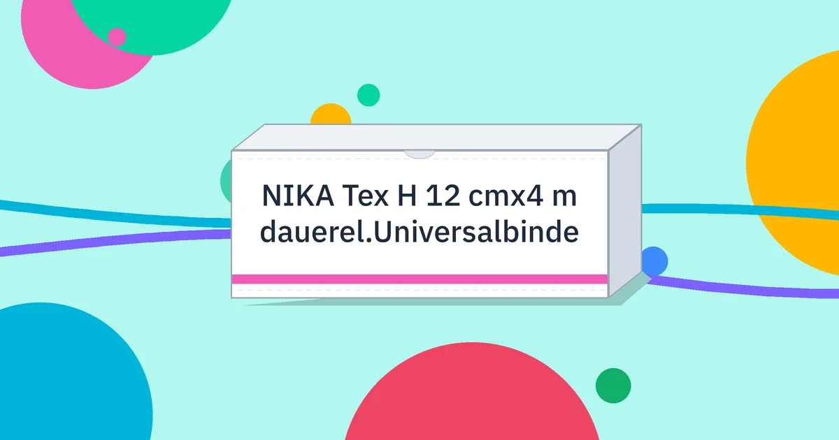 Symbolbild: Packung mit der Aufschrift NIKA Tex H 12 cmx4 m dauerel.Universalbinde (PZN 18170903) – Verfügbarkeit und Bezug in Apotheken in Frankfurt am Main