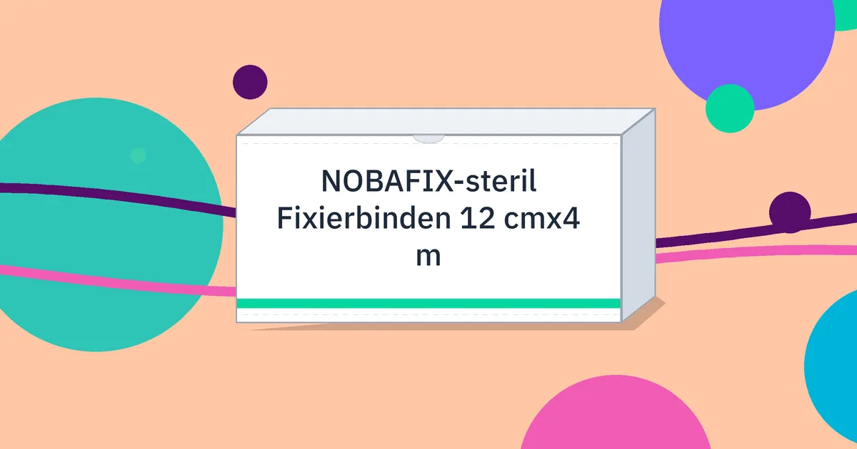 Symbolbild: Packung mit der Aufschrift NOBAFIX-steril Fixierbinden 12 cmx4 m (PZN 16028213) – Verfügbarkeit und Bezug in Apotheken in Frankfurt am Main