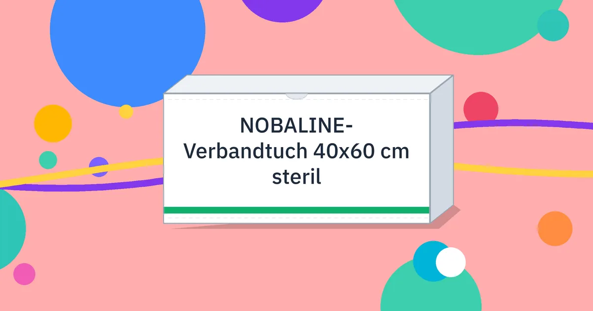 Symbolbild: Packung mit der Aufschrift NOBALINE-Verbandtuch 40x60 cm steril (PZN 12378442) – Verfügbarkeit und Bezug in Apotheken in Frankfurt am Main