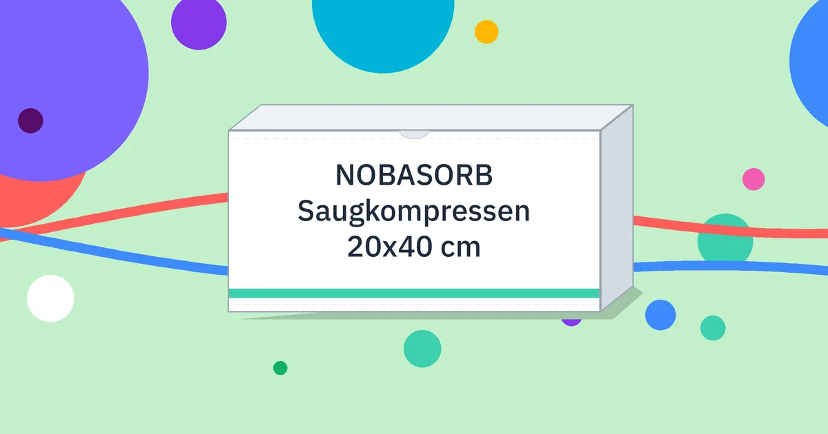 Symbolbild: Packung mit der Aufschrift NOBASORB Saugkompressen 20x40 cm (PZN 13981620) – Verfügbarkeit und Bezug in Apotheken in Frankfurt am Main