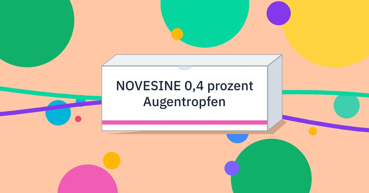Symbolbild: Packung mit der Aufschrift NOVESINE 0,4 prozent Augentropfen (PZN 03639493) – Verfügbarkeit und Bezug in Apotheken in Frankfurt am Main
