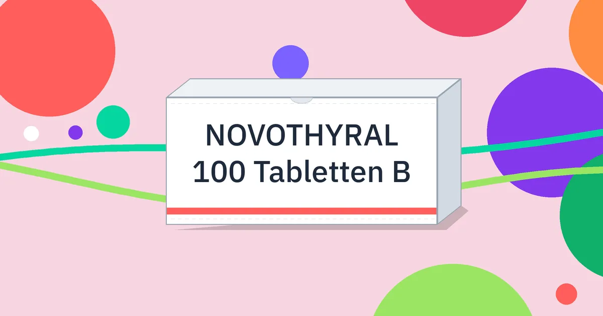 Symbolbild: Packung mit der Aufschrift NOVOTHYRAL 100 Tabletten B (PZN 03203353) – Verfügbarkeit und Bezug in Apotheken in Frankfurt am Main