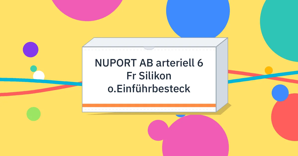 Symbolbild: Packung mit der Aufschrift NUPORT AB arteriell 6 Fr Silikon o.Einführbesteck (PZN 07654414) – Verfügbarkeit und Bezug in Apotheken in Frankfurt am Main