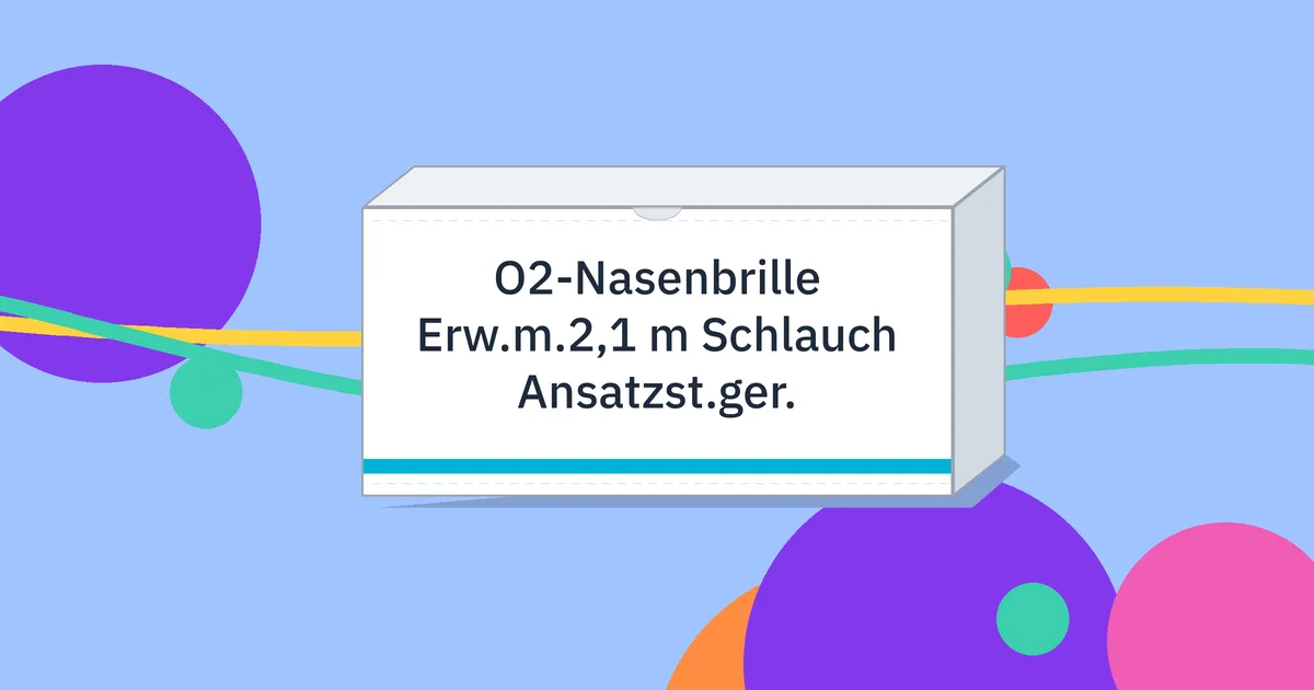 Symbolbild: Packung mit der Aufschrift O2-Nasenbrille Erw.m.2,1 m Schlauch Ansatzst.ger. (PZN 17432790) – Verfügbarkeit und Bezug in Apotheken in Frankfurt am Main