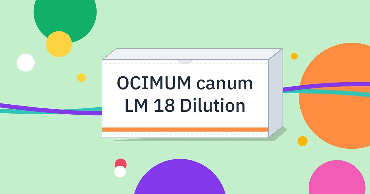 Symbolbild: Packung mit der Aufschrift OCIMUM canum LM 18 Dilution (PZN 13621962) – Verfügbarkeit und Bezug in Apotheken in Frankfurt am Main