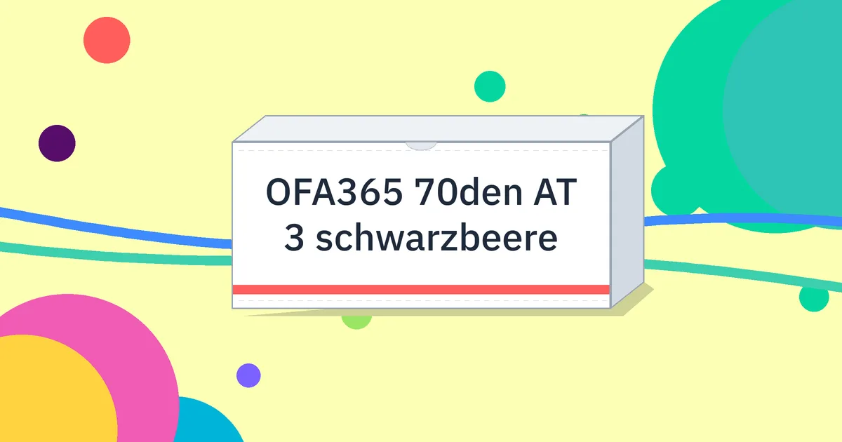 Symbolbild: Packung mit der Aufschrift OFA365 70den AT 3 schwarzbeere (PZN 16722511) – Verfügbarkeit und Bezug in Apotheken in Frankfurt am Main