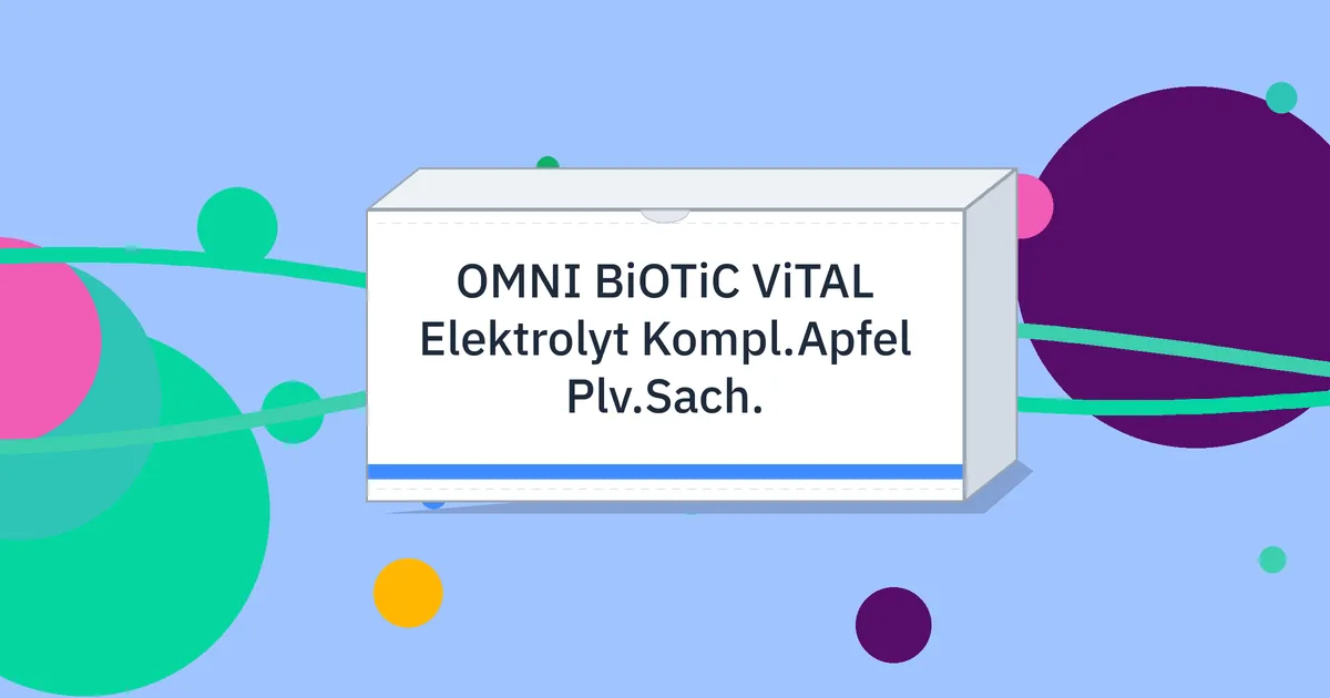 Symbolbild: Packung mit der Aufschrift OMNI BiOTiC ViTAL Elektrolyt Kompl.Apfel Plv.Sach. (PZN 20575518) – Verfügbarkeit und Bezug in Apotheken in Frankfurt am Main