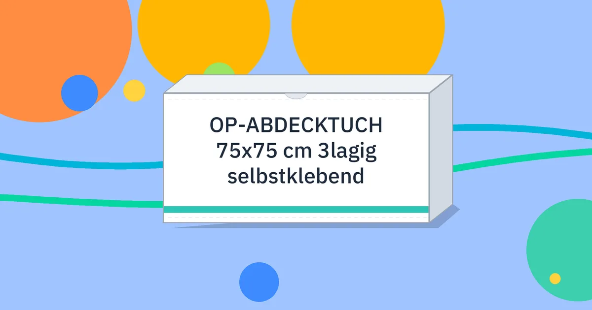 Symbolbild: Packung mit der Aufschrift OP-ABDECKTUCH 75x75 cm 3lagig selbstklebend (PZN 19416186) – Verfügbarkeit und Bezug in Apotheken in Frankfurt am Main