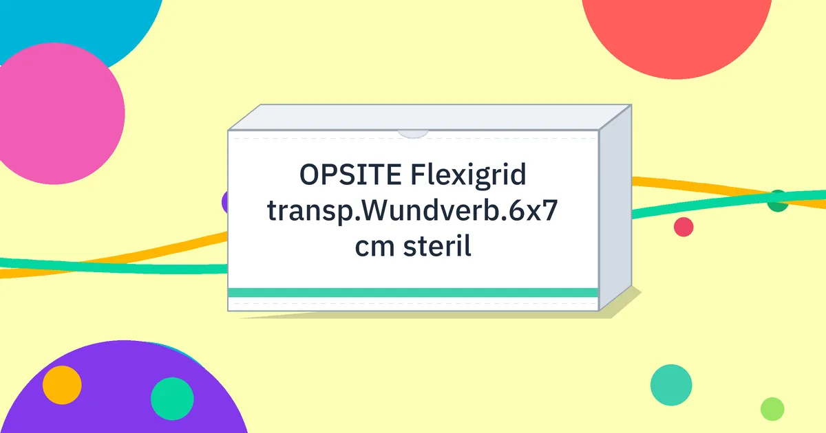 Symbolbild: Packung mit der Aufschrift OPSITE Flexigrid transp.Wundverb.6x7 cm steril (PZN 19702874) – Verfügbarkeit und Bezug in Apotheken in Frankfurt am Main