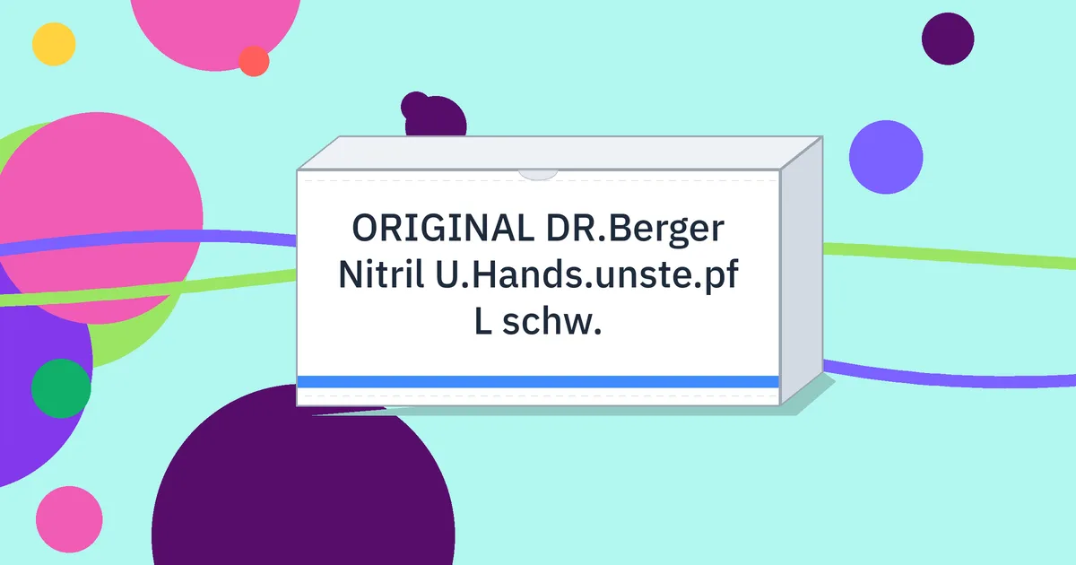 Symbolbild: Packung mit der Aufschrift ORIGINAL DR.Berger Nitril U.Hands.unste.pf L schw. (PZN 18010890) – Verfügbarkeit und Bezug in Apotheken in Frankfurt am Main