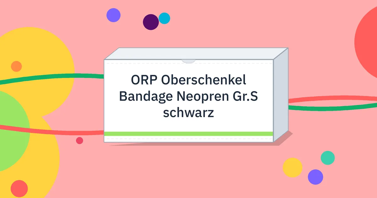Symbolbild: Packung mit der Aufschrift ORP Oberschenkel Bandage Neopren Gr.S schwarz (PZN 04902946) – Verfügbarkeit und Bezug in Apotheken in Frankfurt am Main