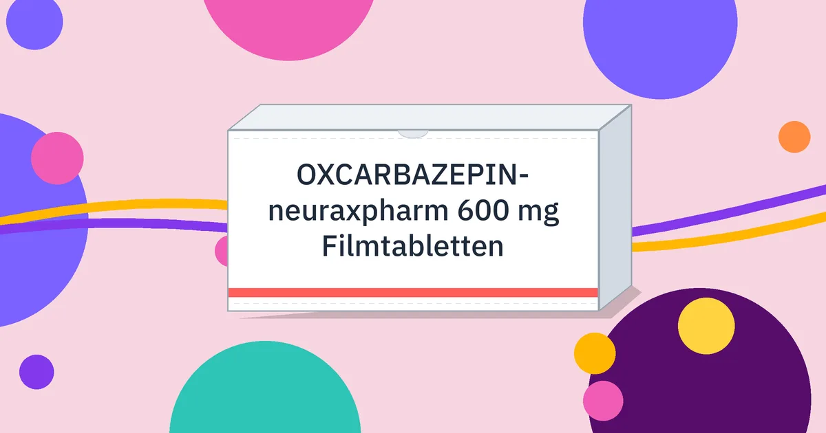 Symbolbild: Packung mit der Aufschrift OXCARBAZEPIN-neuraxpharm 600 mg Filmtabletten (PZN 09519531) – Verfügbarkeit und Bezug in Apotheken in Frankfurt am Main