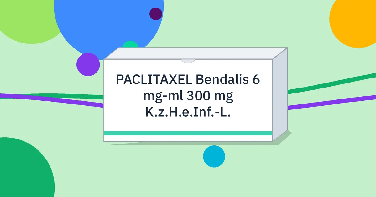 Symbolbild: Packung mit der Aufschrift PACLITAXEL Bendalis 6 mg-ml 300 mg K.z.H.e.Inf.-L. (PZN 16350334) – Verfügbarkeit und Bezug in Apotheken in Frankfurt am Main