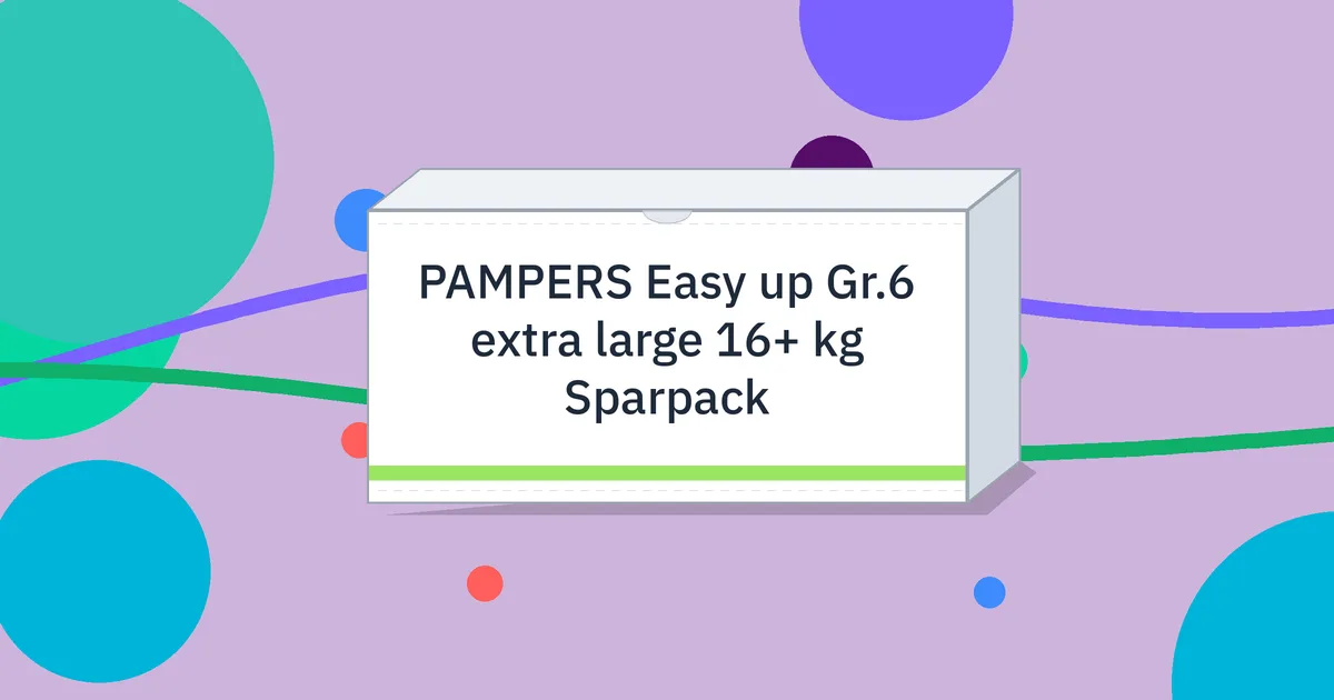 Symbolbild: Packung mit der Aufschrift PAMPERS Easy up Gr.6 extra large 16+ kg Sparpack (PZN 03074364) – Verfügbarkeit und Bezug in Apotheken in Frankfurt am Main