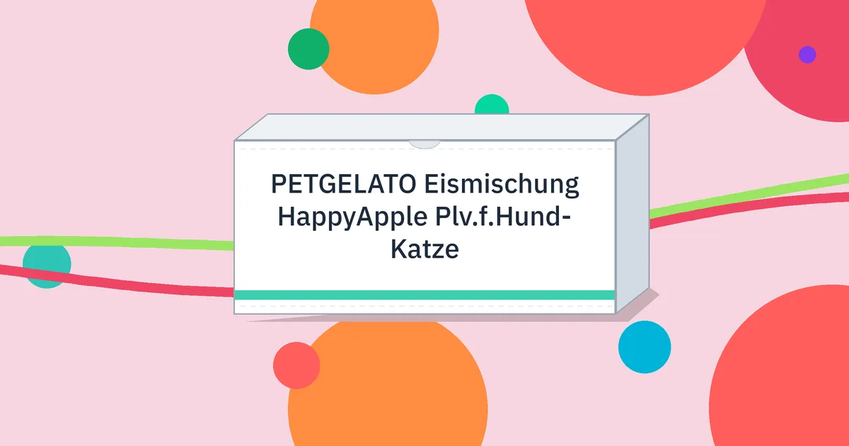Symbolbild: Packung mit der Aufschrift PETGELATO Eismischung HappyApple Plv.f.Hund-Katze (PZN 20931545) – Verfügbarkeit und Bezug in Apotheken in Frankfurt am Main