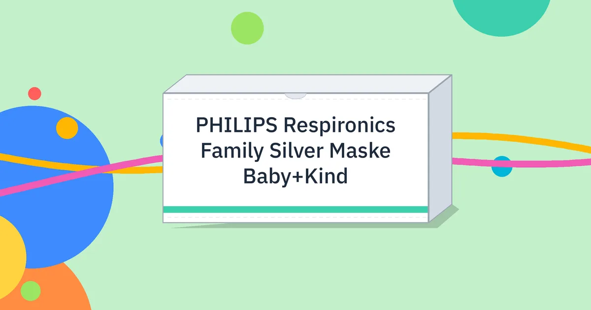 Symbolbild: Packung mit der Aufschrift PHILIPS Respironics Family Silver Maske Baby+Kind (PZN 01293487) – Verfügbarkeit und Bezug in Apotheken in Frankfurt am Main