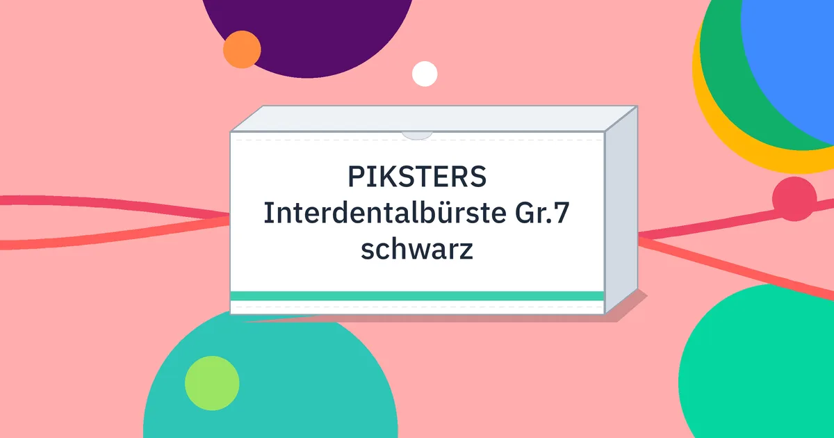 Symbolbild: Packung mit der Aufschrift PIKSTERS Interdentalbürste Gr.7 schwarz (PZN 17593139) – Verfügbarkeit und Bezug in Apotheken in Frankfurt am Main