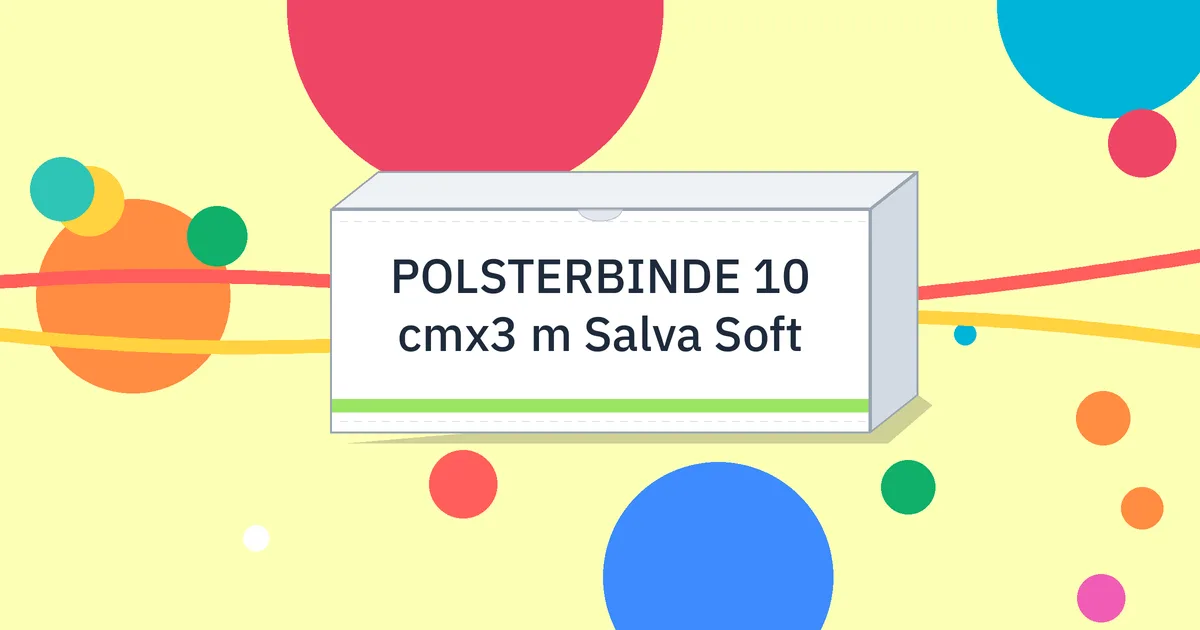 Symbolbild: Packung mit der Aufschrift POLSTERBINDE 10 cmx3 m Salva Soft (PZN 10351427) – Verfügbarkeit und Bezug in Apotheken in Frankfurt am Main