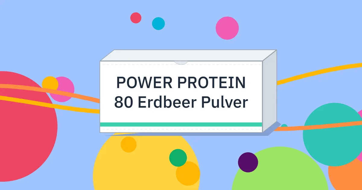 Symbolbild: Packung mit der Aufschrift POWER PROTEIN 80 Erdbeer Pulver (PZN 01498462) – Verfügbarkeit und Bezug in Apotheken in Frankfurt am Main