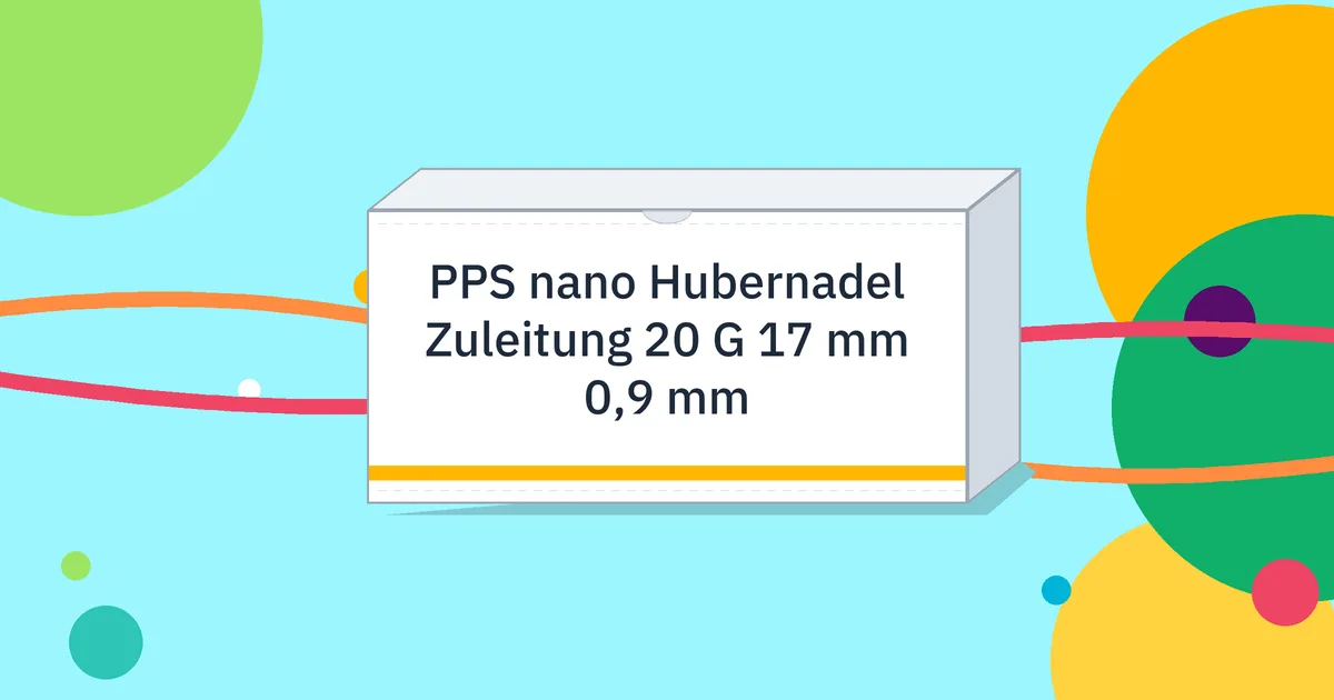 Symbolbild: Packung mit der Aufschrift PPS nano Hubernadel Zuleitung 20 G 17 mm 0,9 mm (PZN 18195139) – Verfügbarkeit und Bezug in Apotheken in Frankfurt am Main
