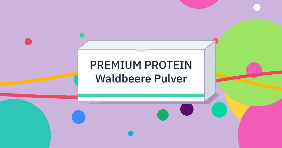 Symbolbild: Packung mit der Aufschrift PREMIUM PROTEIN Waldbeere Pulver (PZN 12458661) – Verfügbarkeit und Bezug in Apotheken in Frankfurt am Main
