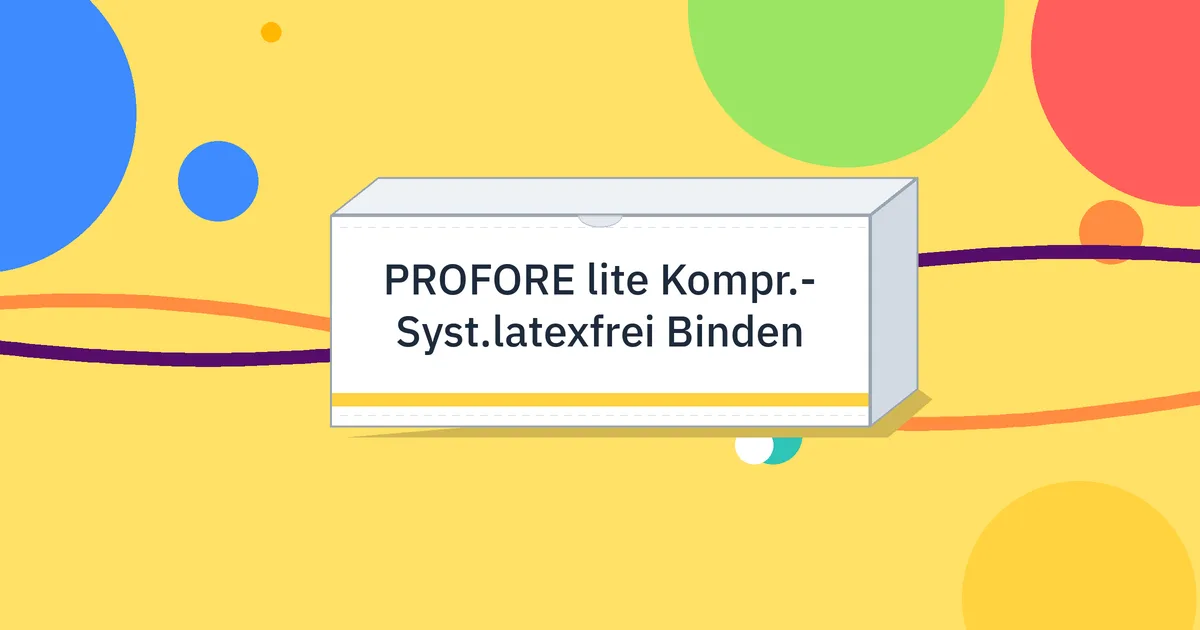 Symbolbild: Packung mit der Aufschrift PROFORE lite Kompr.-Syst.latexfrei Binden (PZN 01528542) – Verfügbarkeit und Bezug in Apotheken in Frankfurt am Main