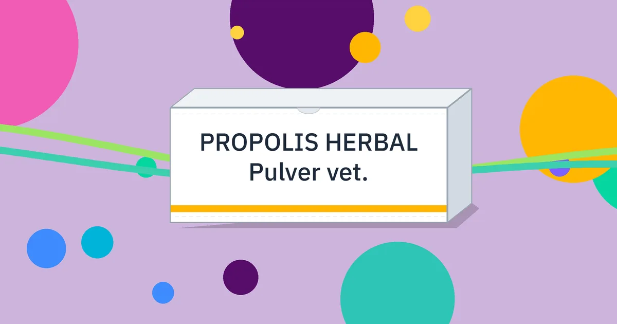 Symbolbild: Packung mit der Aufschrift PROPOLIS HERBAL Pulver vet. (PZN 13243684) – Verfügbarkeit und Bezug in Apotheken in Frankfurt am Main