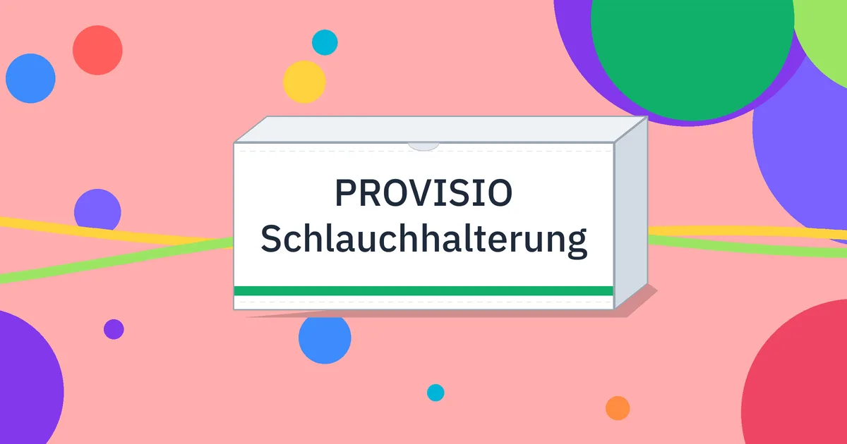 Symbolbild: Packung mit der Aufschrift PROVISIO Schlauchhalterung (PZN 11881446) – Verfügbarkeit und Bezug in Apotheken in Frankfurt am Main