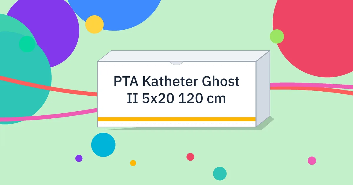 Symbolbild: Packung mit der Aufschrift PTA Katheter Ghost II 5x20 120 cm (PZN 00106804) – Verfügbarkeit und Bezug in Apotheken in Frankfurt am Main