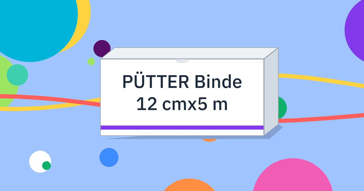 Symbolbild: Packung mit der Aufschrift PÜTTER Binde 12 cmx5 m (PZN 19703342) – Verfügbarkeit und Bezug in Apotheken in Frankfurt am Main