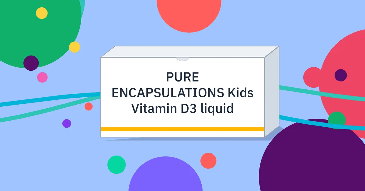 Symbolbild: Packung mit der Aufschrift PURE ENCAPSULATIONS Kids Vitamin D3 liquid (PZN 19797030) – Verfügbarkeit und Bezug in Apotheken in Frankfurt am Main