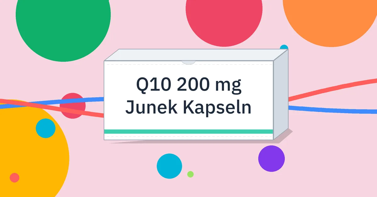 Symbolbild: Packung mit der Aufschrift Q10 200 mg Junek Kapseln (PZN 09720641) – Verfügbarkeit und Bezug in Apotheken in Frankfurt am Main