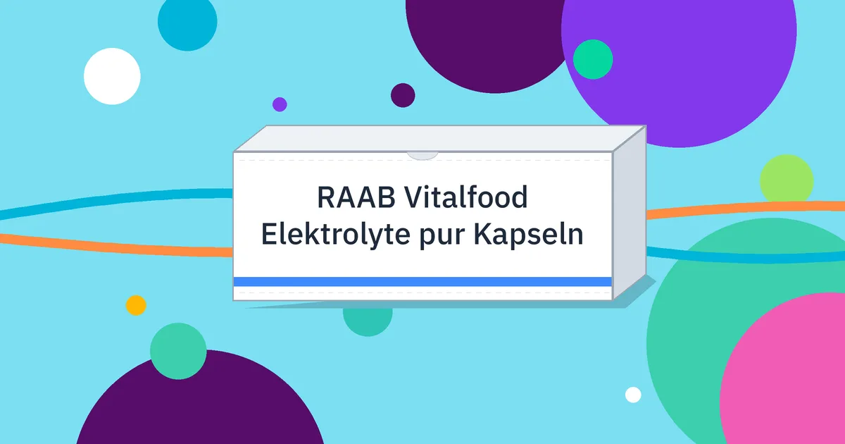 Symbolbild: Packung mit der Aufschrift RAAB Vitalfood Elektrolyte pur Kapseln (PZN 20338511) – Verfügbarkeit und Bezug in Apotheken in Frankfurt am Main