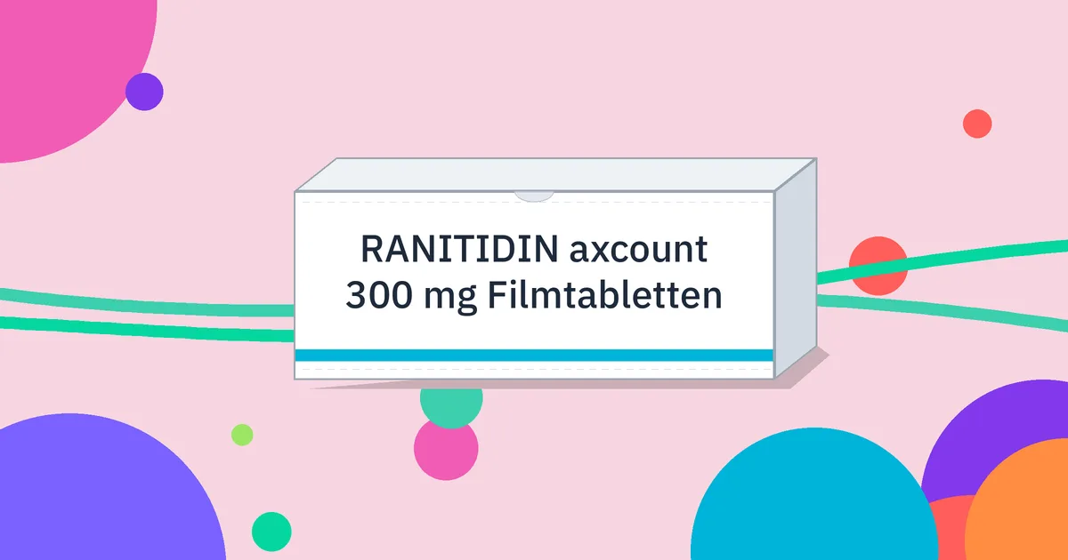 Symbolbild: Packung mit der Aufschrift RANITIDIN axcount 300 mg Filmtabletten (PZN 00340629) – Verfügbarkeit und Bezug in Apotheken in Frankfurt am Main