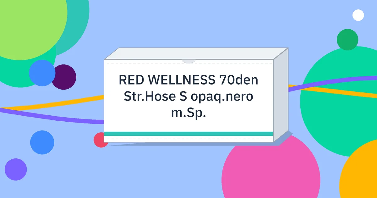 Symbolbild: Packung mit der Aufschrift RED WELLNESS 70den Str.Hose S opaq.nero m.Sp. (PZN 16176480) – Verfügbarkeit und Bezug in Apotheken in Frankfurt am Main