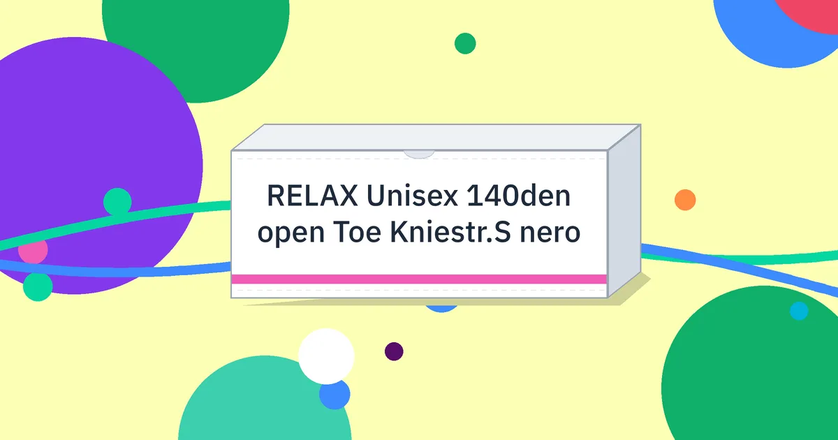 Symbolbild: Packung mit der Aufschrift RELAX Unisex 140den open Toe Kniestr.S nero (PZN 16190020) – Verfügbarkeit und Bezug in Apotheken in Frankfurt am Main