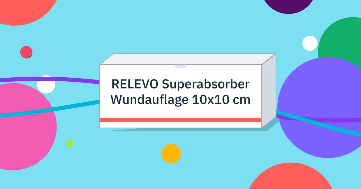 Symbolbild: Packung mit der Aufschrift RELEVO Superabsorber Wundauflage 10x10 cm (PZN 11604132) – Verfügbarkeit und Bezug in Apotheken in Frankfurt am Main