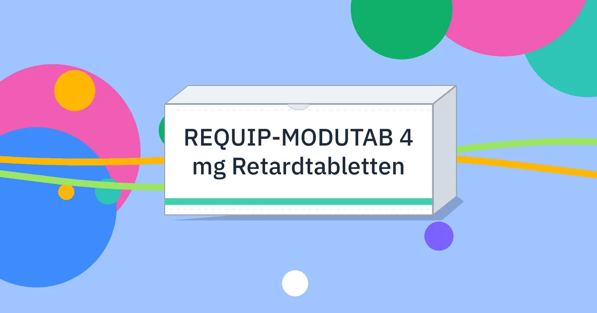 Symbolbild: Packung mit der Aufschrift REQUIP-MODUTAB 4 mg Retardtabletten (PZN 05356316) – Verfügbarkeit und Bezug in Apotheken in Frankfurt am Main