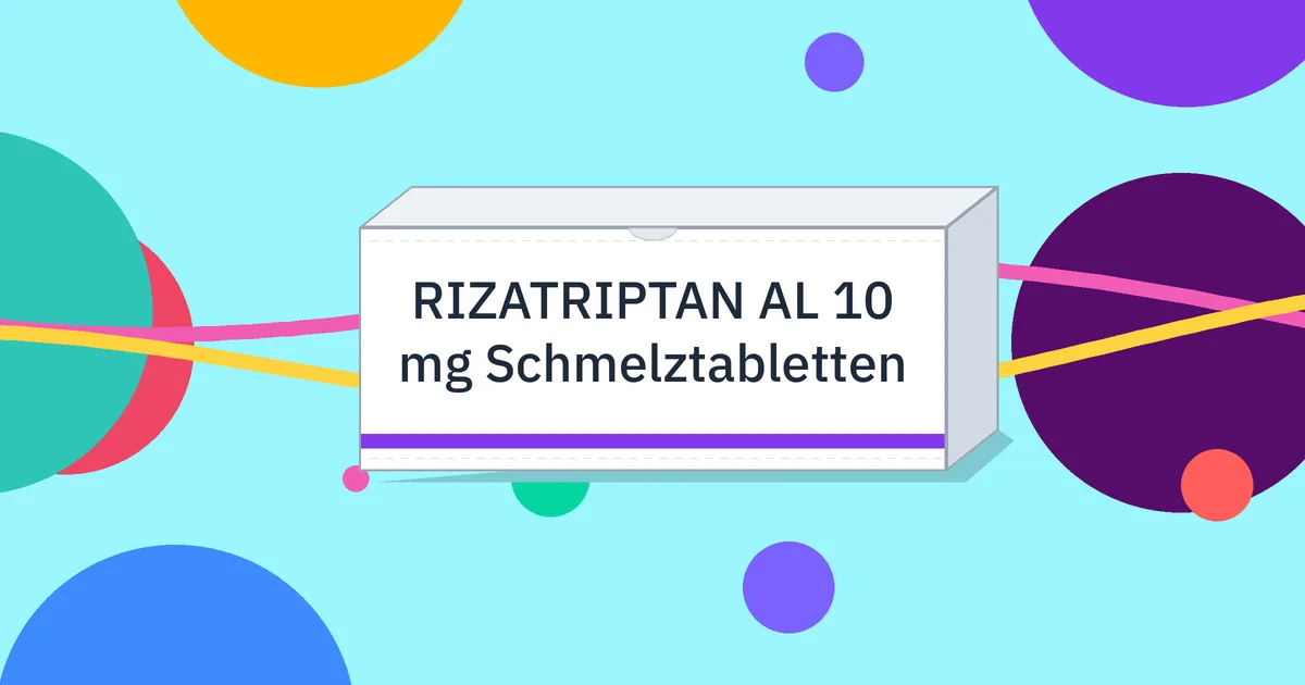 Symbolbild: Packung mit der Aufschrift RIZATRIPTAN AL 10 mg Schmelztabletten (PZN 01495535) – Verfügbarkeit und Bezug in Apotheken in Frankfurt am Main