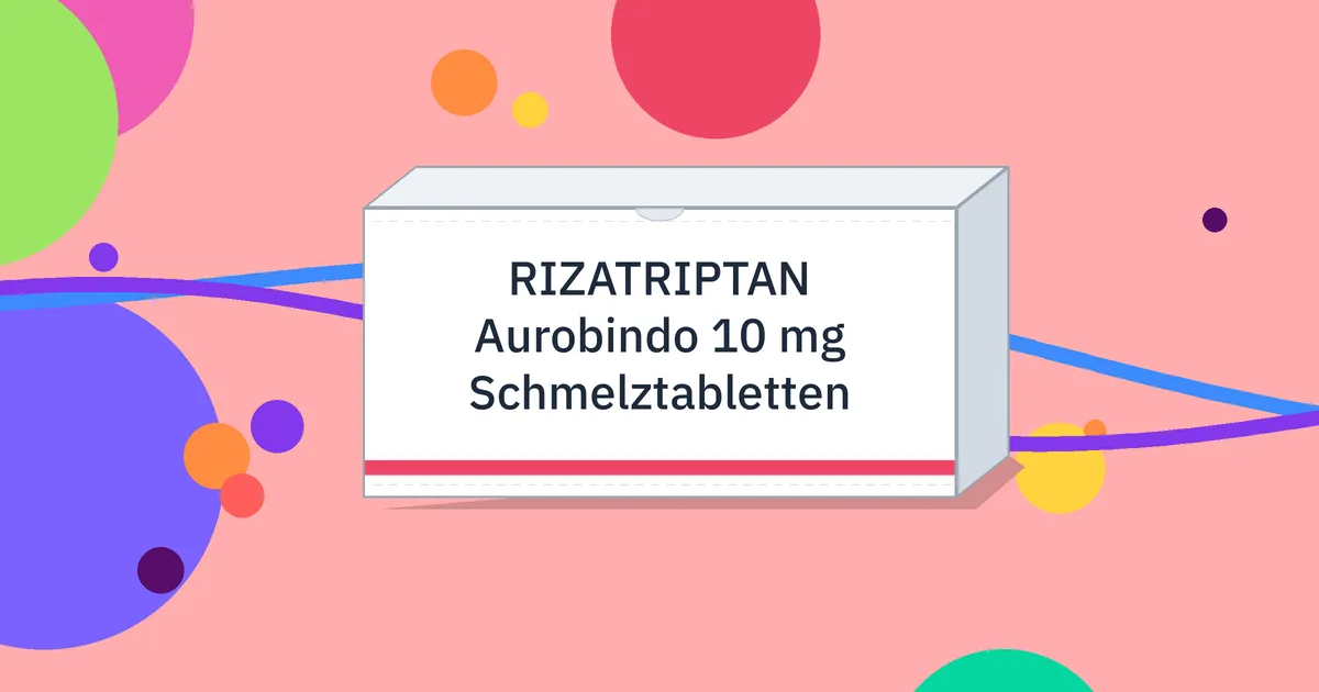 Symbolbild: Packung mit der Aufschrift RIZATRIPTAN Aurobindo 10 mg Schmelztabletten (PZN 02160535) – Verfügbarkeit und Bezug in Apotheken in Frankfurt am Main