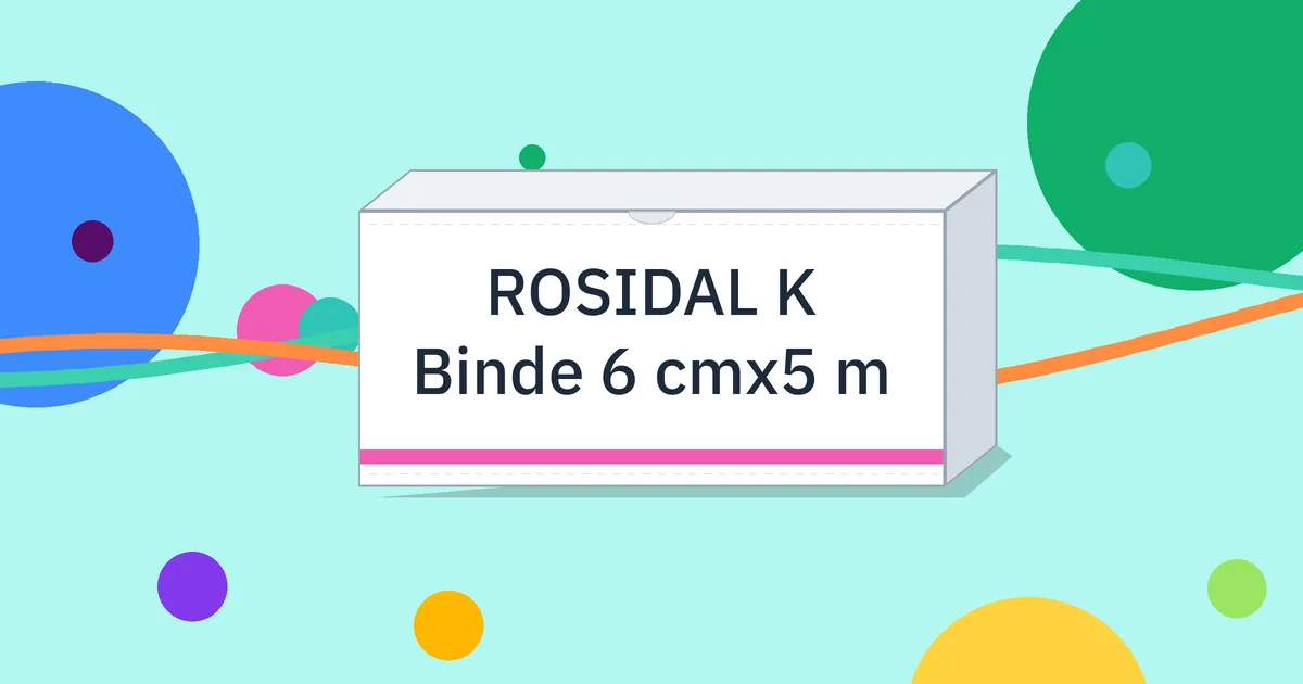 Symbolbild: Packung mit der Aufschrift ROSIDAL K Binde 6 cmx5 m (PZN 00885961) – Verfügbarkeit und Bezug in Apotheken in Frankfurt am Main