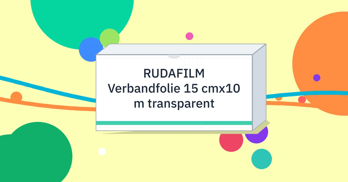 Symbolbild: Packung mit der Aufschrift RUDAFILM Verbandfolie 15 cmx10 m transparent (PZN 01676484) – Verfügbarkeit und Bezug in Apotheken in Frankfurt am Main