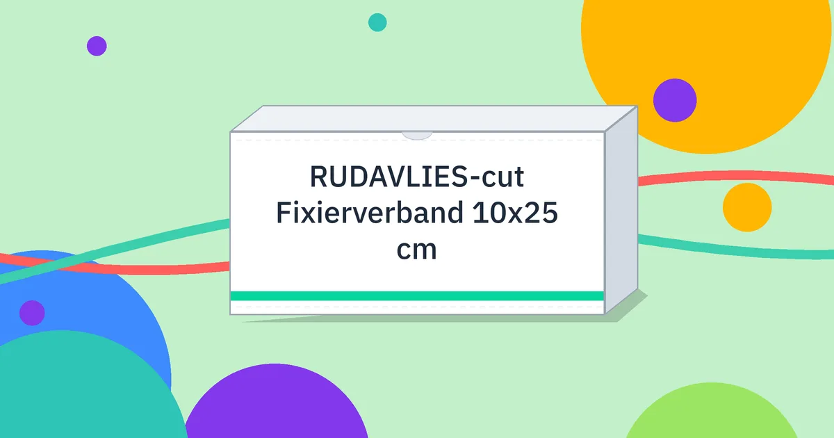 Symbolbild: Packung mit der Aufschrift RUDAVLIES-cut Fixierverband 10x25 cm (PZN 20017758) – Verfügbarkeit und Bezug in Apotheken in Frankfurt am Main