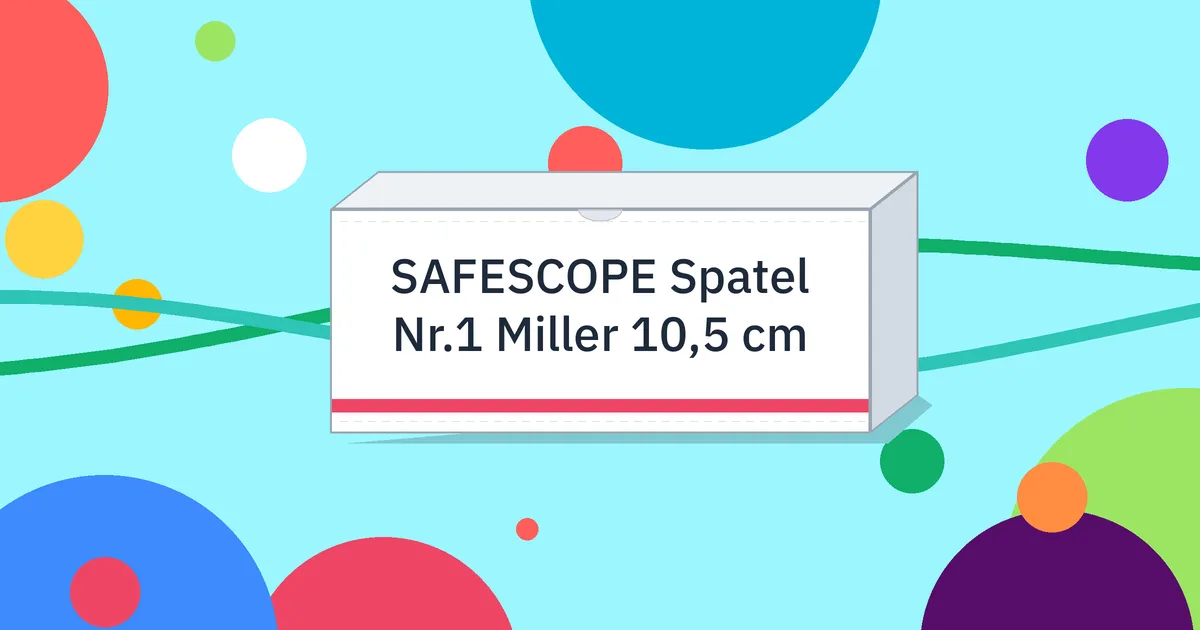 Symbolbild: Packung mit der Aufschrift SAFESCOPE Spatel Nr.1 Miller 10,5 cm (PZN 02167603) – Verfügbarkeit und Bezug in Apotheken in Frankfurt am Main