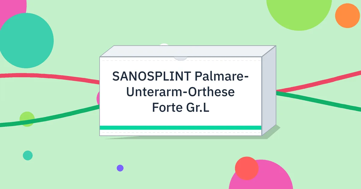 Symbolbild: Packung mit der Aufschrift SANOSPLINT Palmare-Unterarm-Orthese Forte Gr.L (PZN 11281404) – Verfügbarkeit und Bezug in Apotheken in Frankfurt am Main