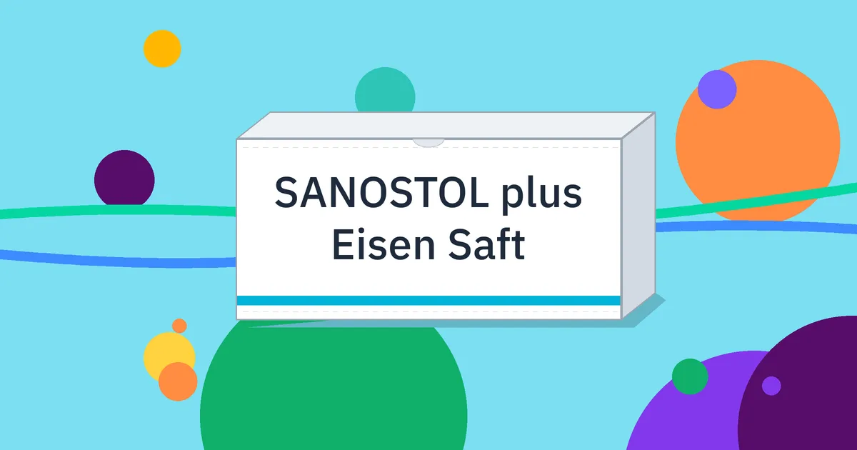 Symbolbild: Packung mit der Aufschrift SANOSTOL plus Eisen Saft (PZN 02171846) – Verfügbarkeit und Bezug in Apotheken in Frankfurt am Main