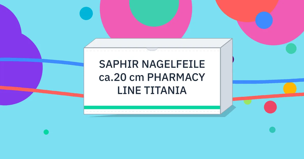 Symbolbild: Packung mit der Aufschrift SAPHIR NAGELFEILE ca.20 cm PHARMACY LINE TITANIA (PZN 13887370) – Verfügbarkeit und Bezug in Apotheken in Frankfurt am Main