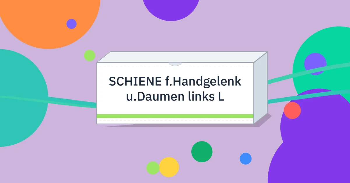 Symbolbild: Packung mit der Aufschrift SCHIENE f.Handgelenk u.Daumen links L (PZN 19070345) – Verfügbarkeit und Bezug in Apotheken in Frankfurt am Main